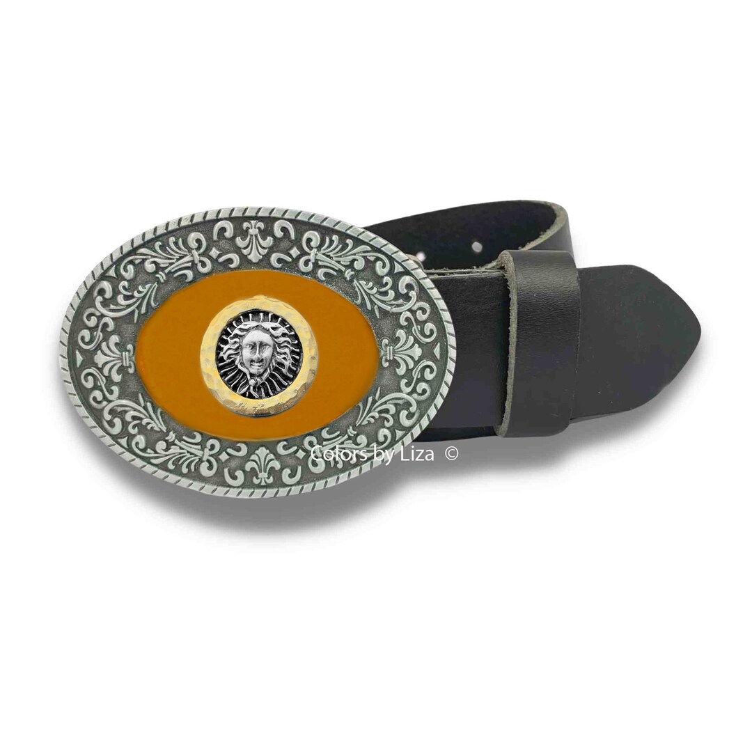 Medusa Medallion Belt Buckle: Orange Enamel, Greek Mythology - Etsy