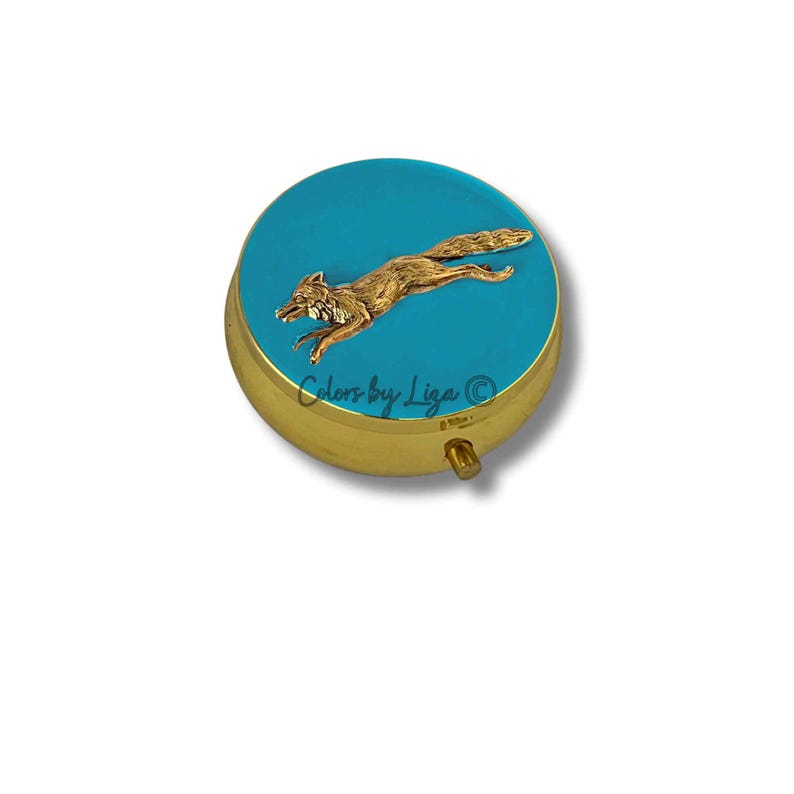 Antique Gold Fox Pill Box: Hand Painted Yellow Enamel, Personalized ...