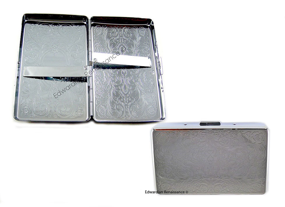 Metal Cigarette Case Hand Painted Enamel Black and White Metal | Etsy