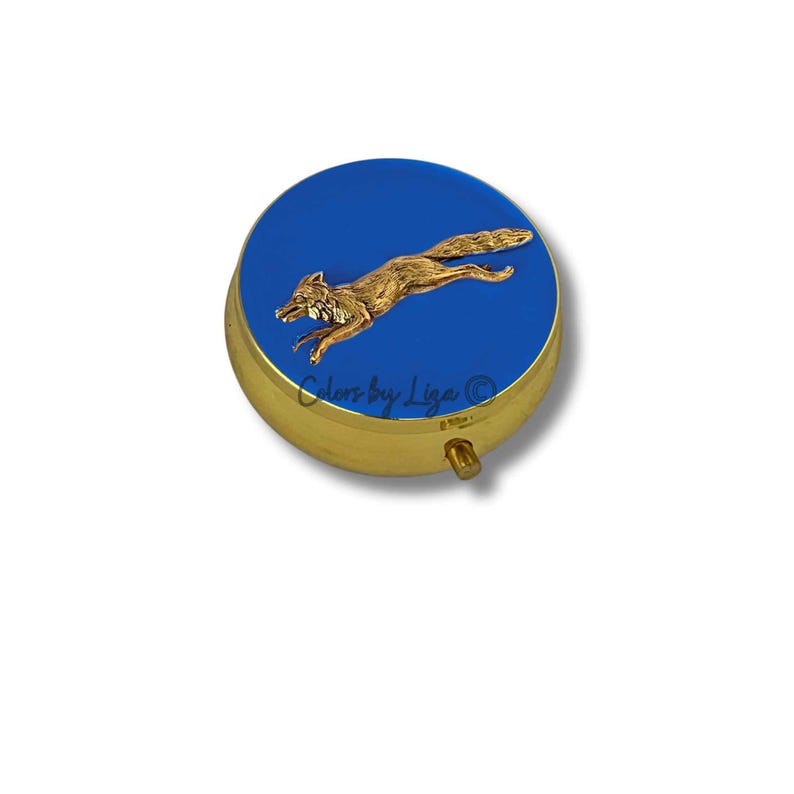 Antique Gold Fox Pill Box: Hand Painted Yellow Enamel, Personalized ...
