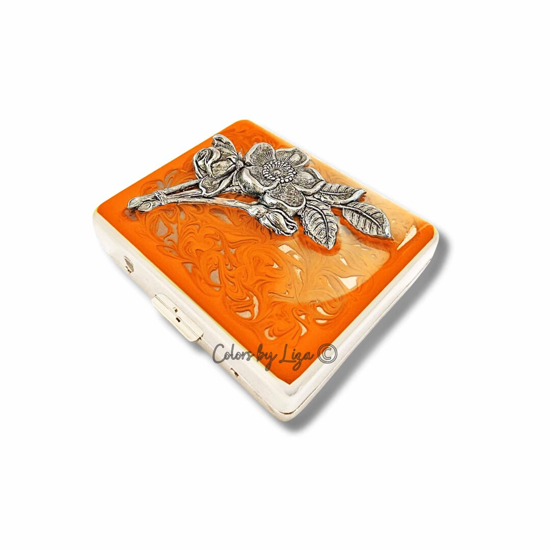 Silver Rose Pill Case: Victorian Floral Bouquet, Personalized Enamel ...