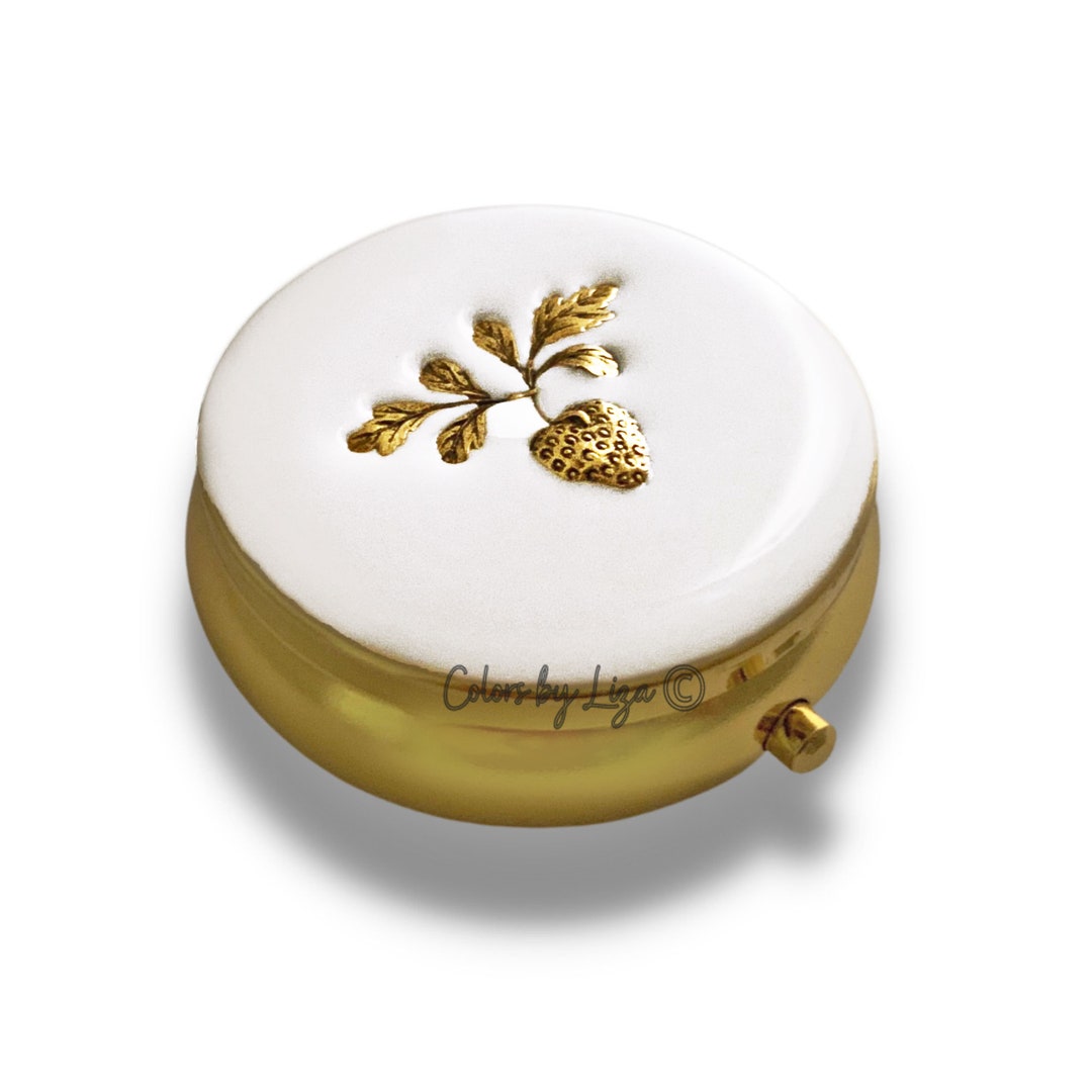 Antique Gold Strawberry Pill Box: Hand-painted Enamel, Personalized ...