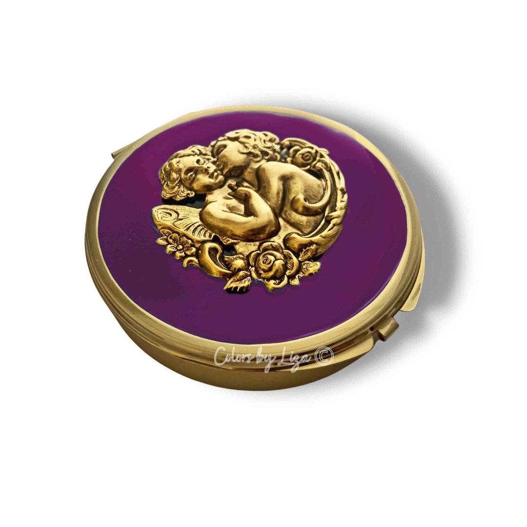 Hand Painted Angel Pill Box: Gold Plated 7-day Organizer - Etsy