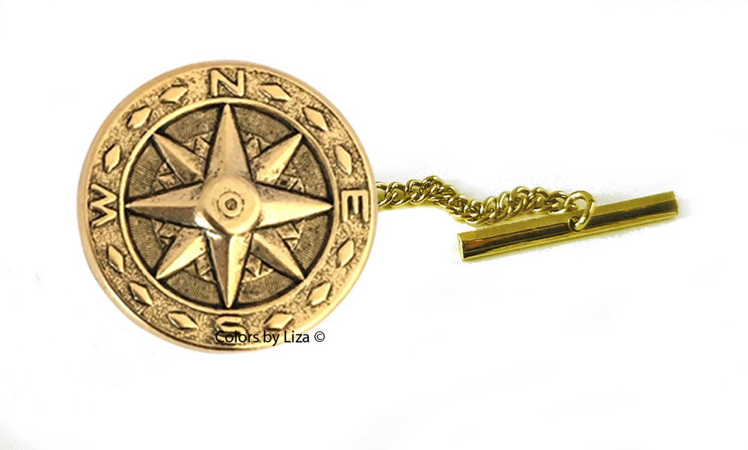 Compass Rose Medallion Tie Pin Vintage Style Antique Gold Plated ...