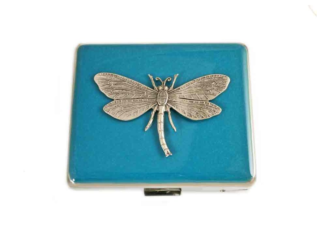Dragonfly Pill Case: Turquoise Enamel Art Nouveau Weekly Pill Box - Etsy