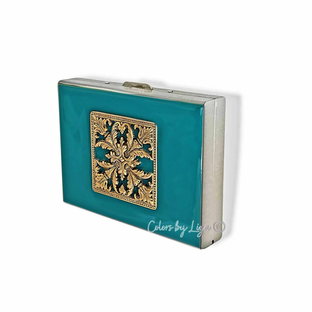 Teal Enamel Filigree Wallet: RFID Blocking Credit Card Holder - Etsy