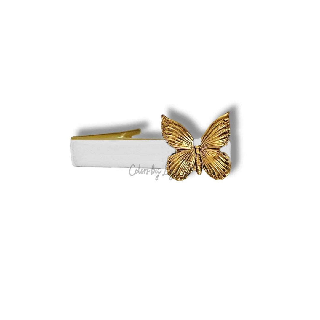 Antique Gold Butterfly Tie Clip: Hand Painted Enamel Art Nouveau - Etsy