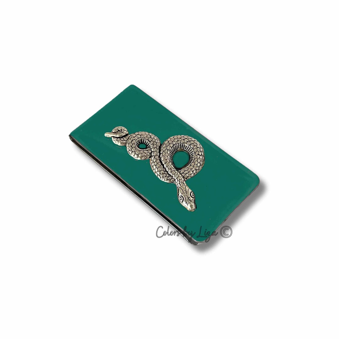 Antique Silver Snake Money Clip: Teal Enamel, Personalized Option - Etsy