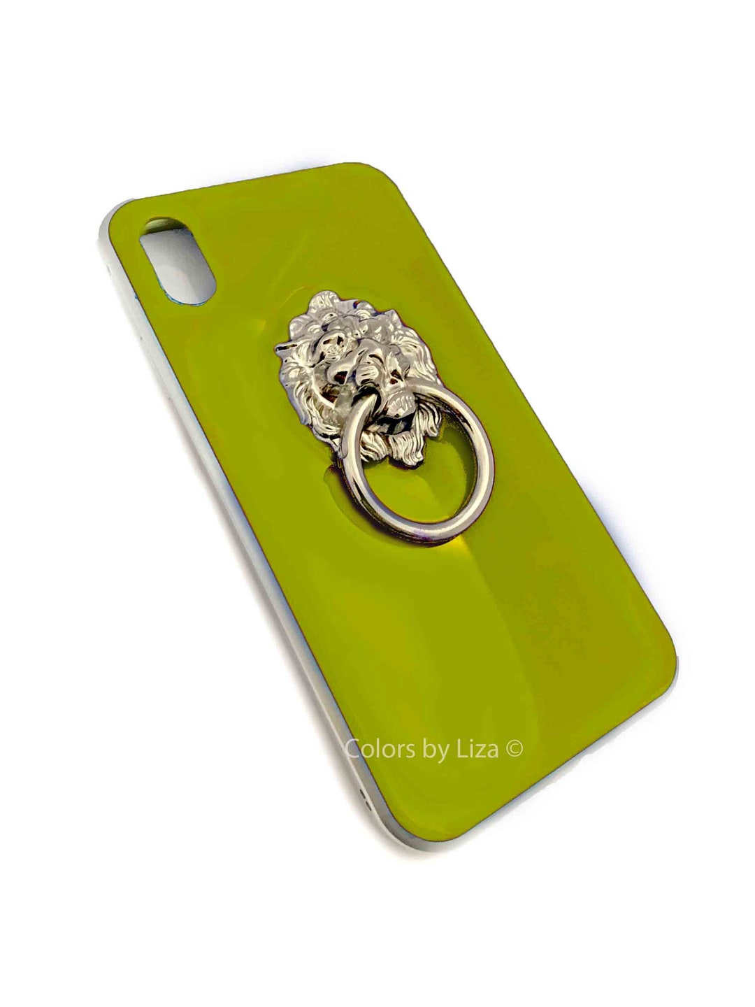 Silver Lion Head Door Knocker Phone Case: Glossy Yellow Enamel - Etsy