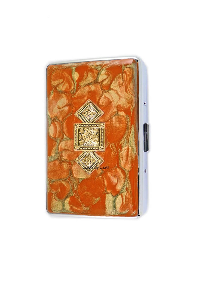 Art Deco Metal Cigarette Case in Hand Painted Turquoise and | Etsy