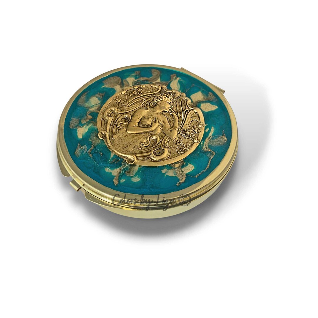 Art Nouveau Lady Pill Box: Hand Painted Enamel, Personalized Option - Etsy