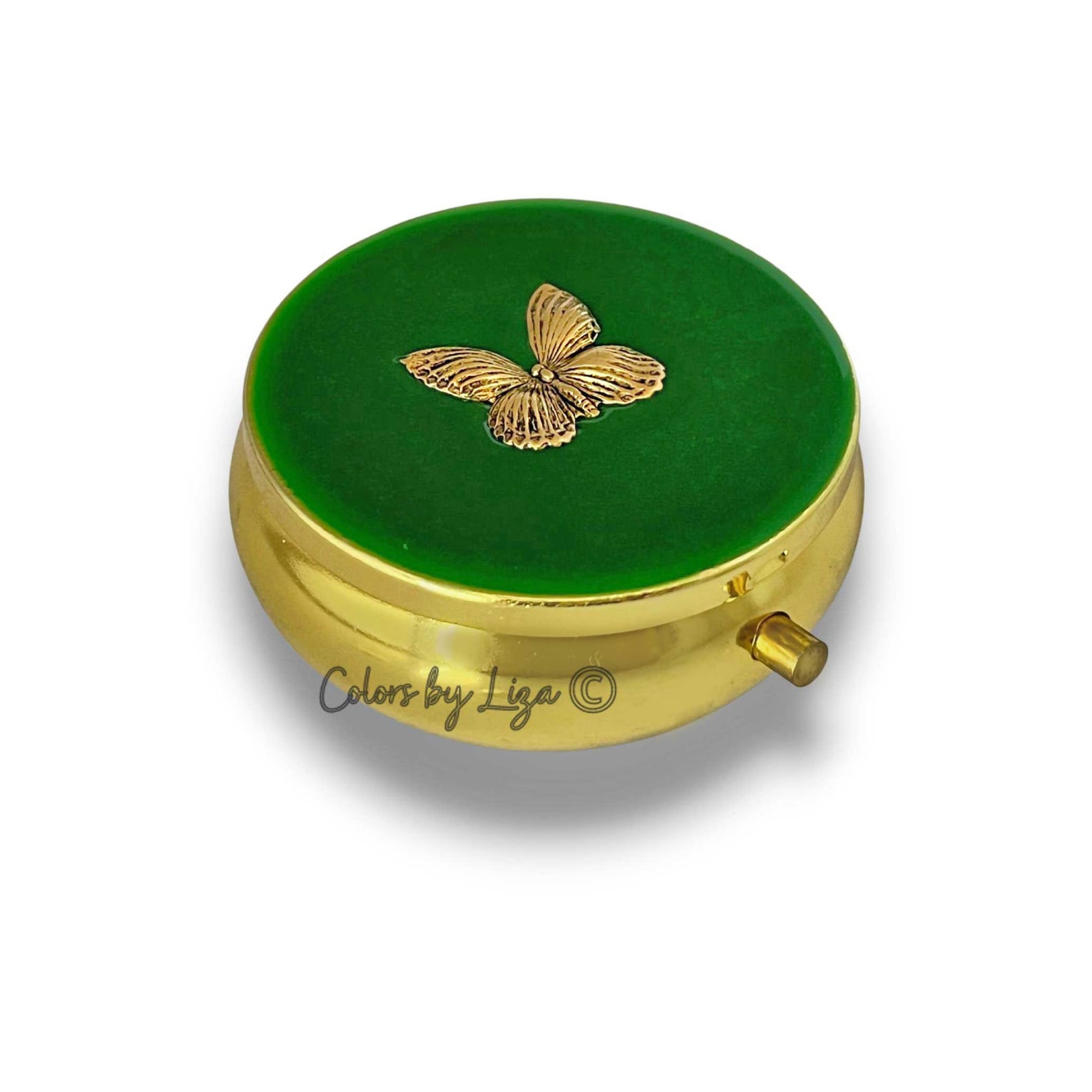 Art Nouveau Butterfly Pill Box: Hand Painted Purple Enamel ...