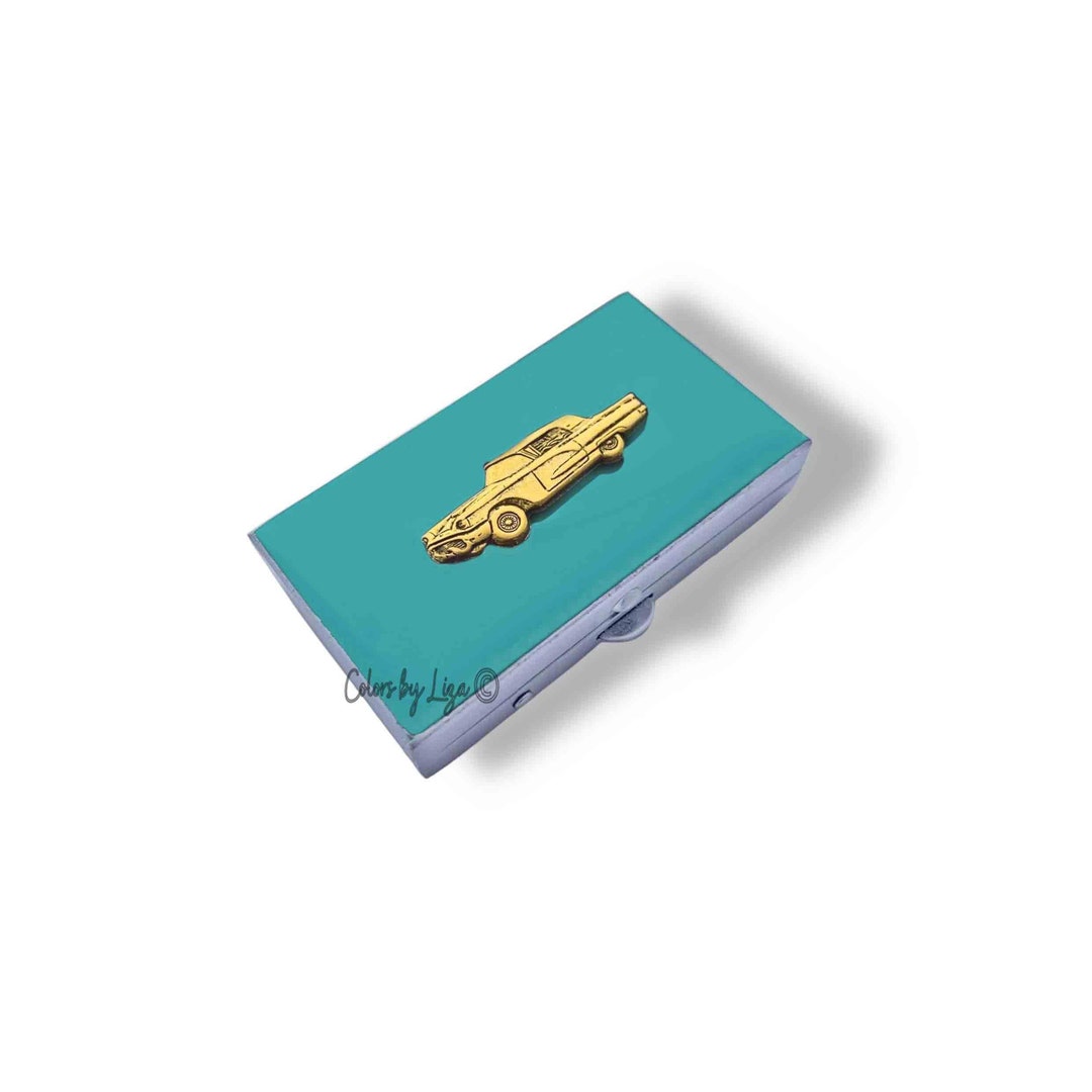 Hand Painted Retro Car Pill Box: Personalized Enamel Thunderbird Case ...
