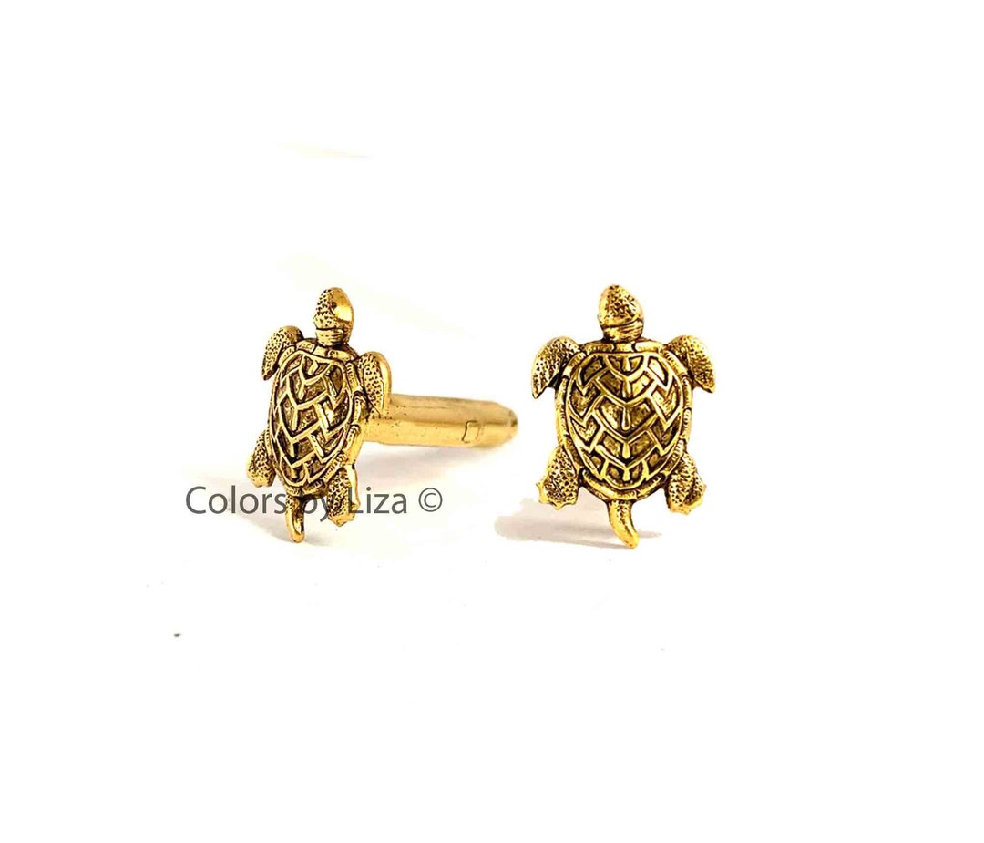 Antique Gold Sea Turtle Cufflinks: Tropical Island Style - Etsy