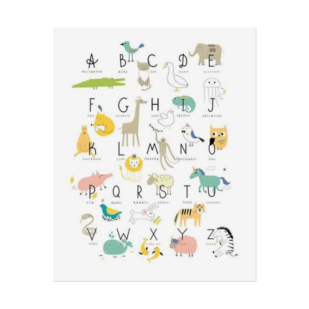Whimsical Animal Alphabet Poster, Nursery Decor, Educational Wall Art ...