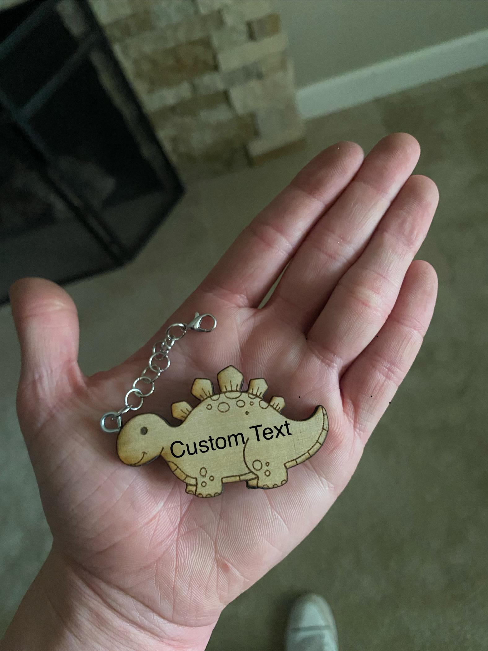 Custom Engraved Wooden Stegosaurus Keychain - Personalized Dinosaur ...