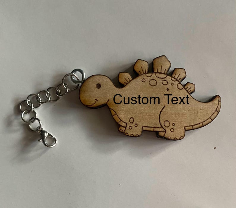Custom Engraved Wooden Stegosaurus Keychain - Personalized Dinosaur ...