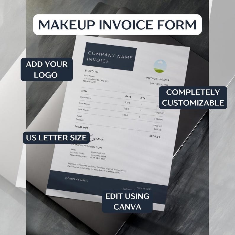 Bridal Invoice Form - Editable Wedding Makeup Artist Template (digital ...