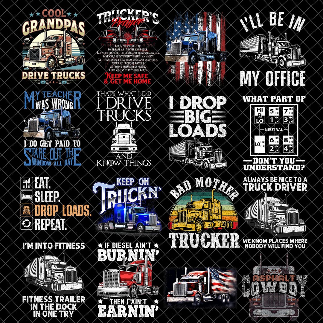 Trucker Png Bundle, Truck Driver Png, Shirt Design Png, Shirt Truck ...
