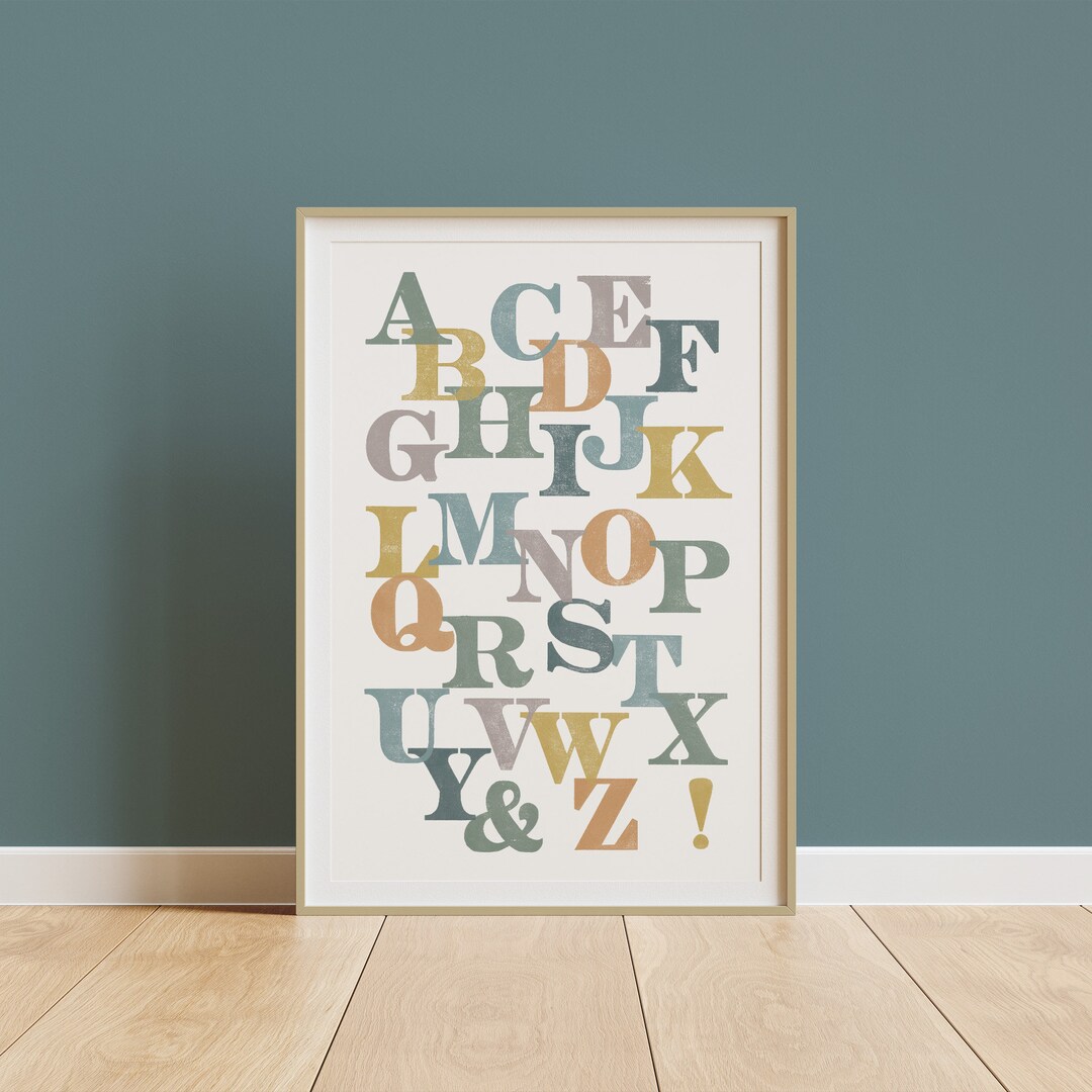 Safari Nursery Alphabet Poster Art - Wood Type - Printable Wall Art ...