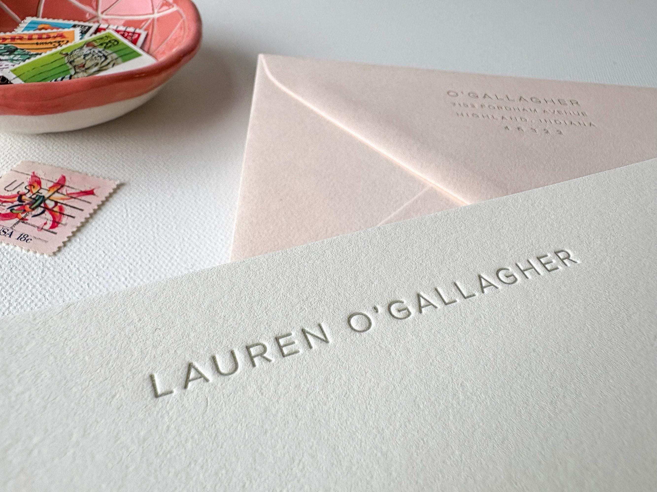 Modern Letterpress Stationary - Personalized Letter Press Stationery ...