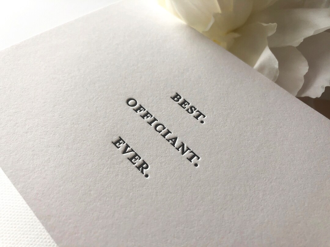 Best Officiant Ever Thank You Card - Letterpress - Minimal Modern ...