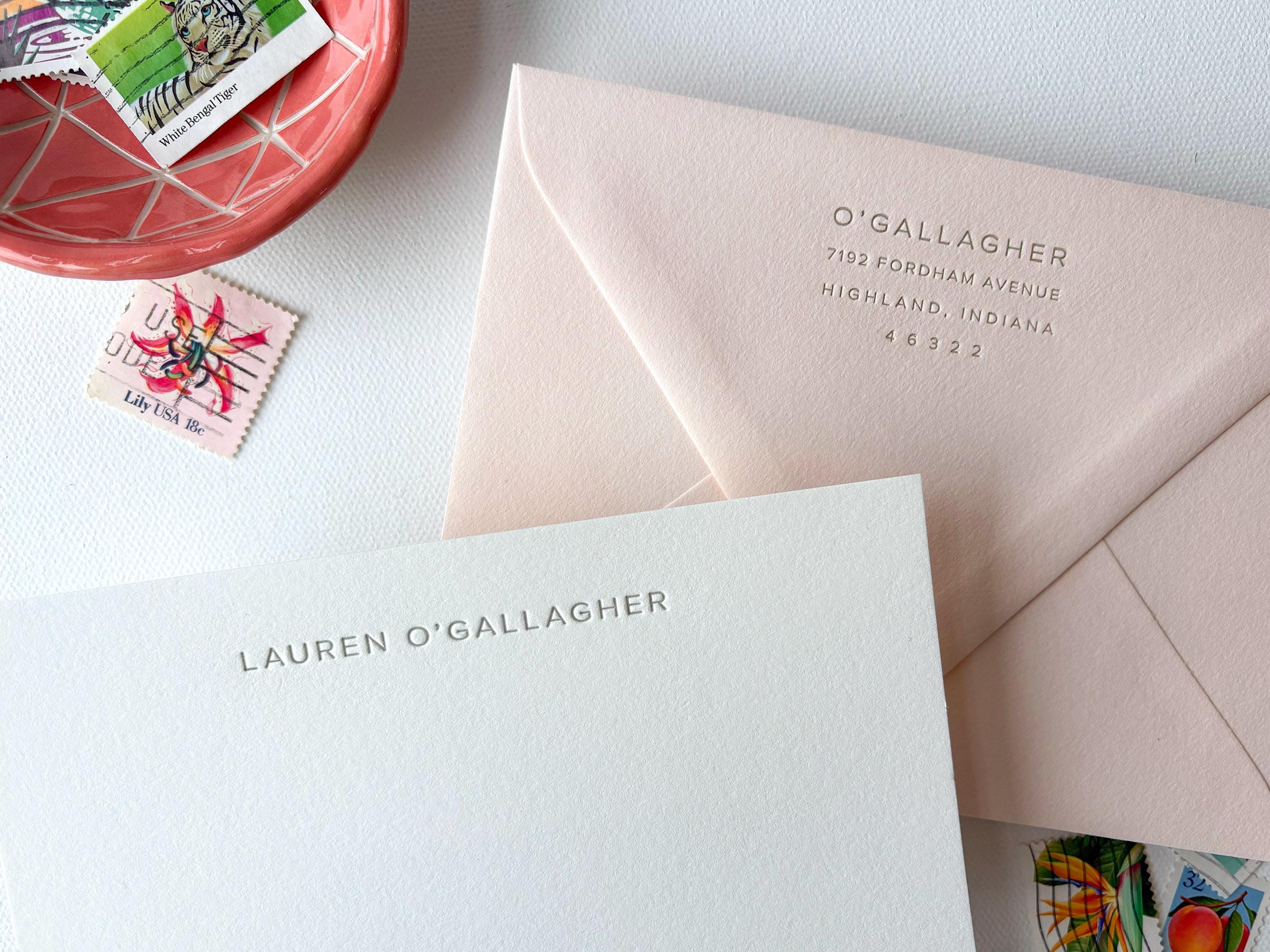 Modern Letterpress Stationary - Personalized Letter Press Stationery ...