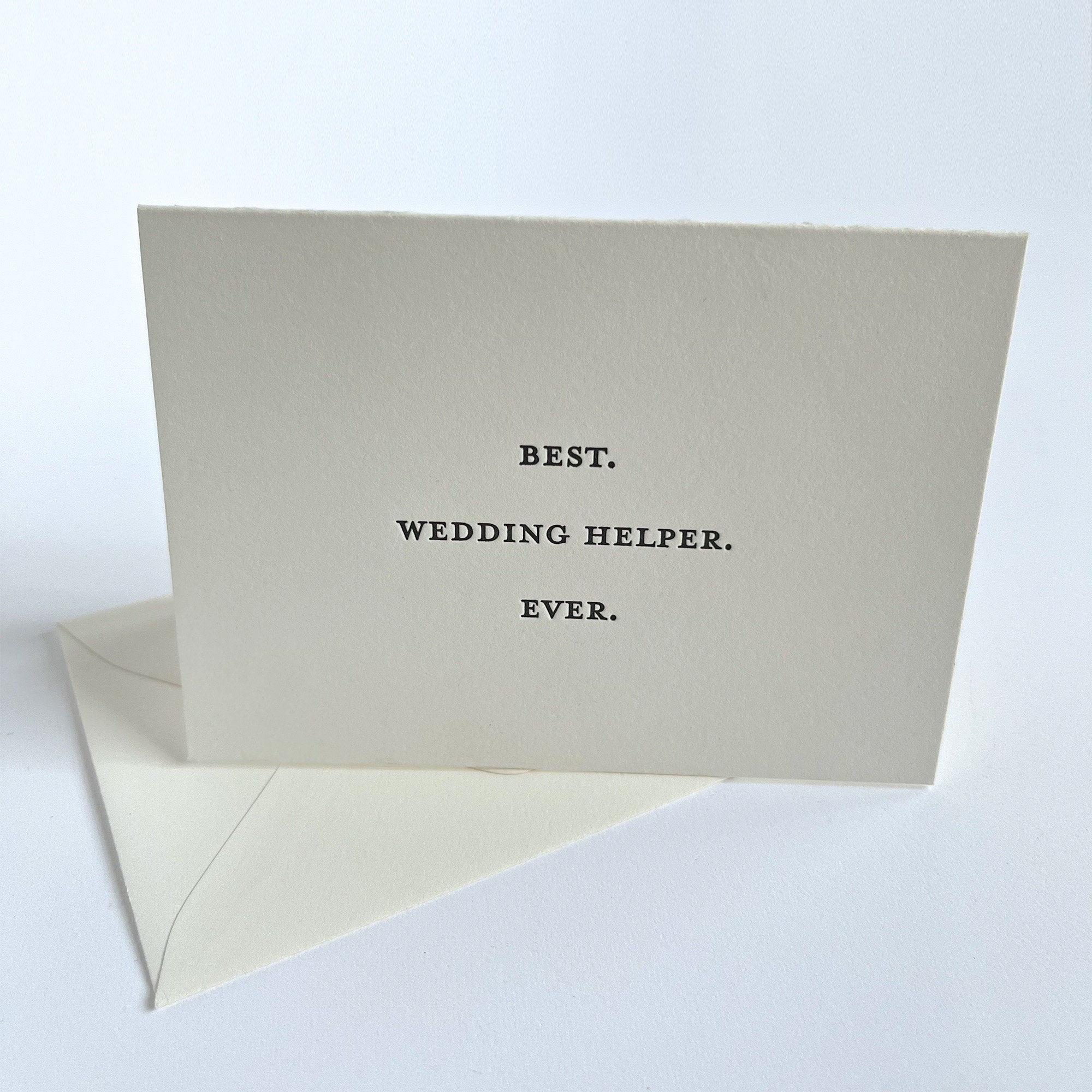 Best Wedding Helper Ever Thank You Card Letterpress Minimal Modern ...