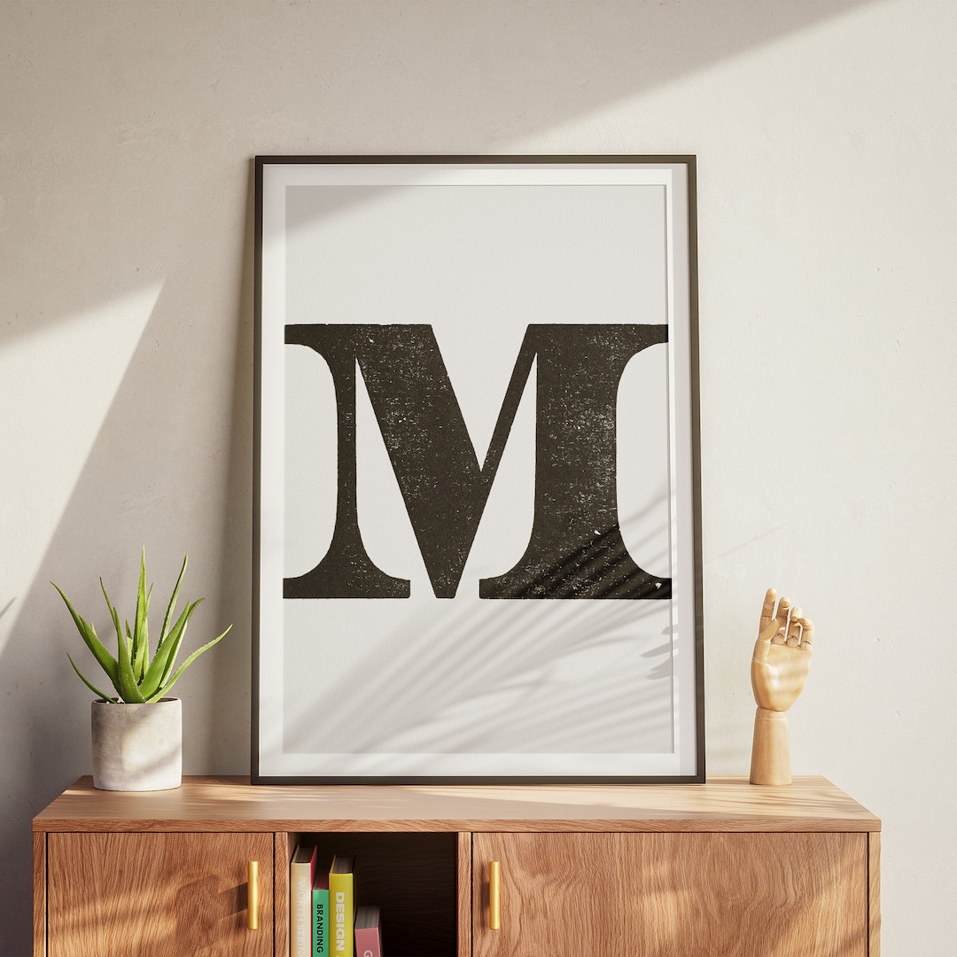 Letter M Print - Vintage Wood Type, Minimalist Wall Art (instant ...
