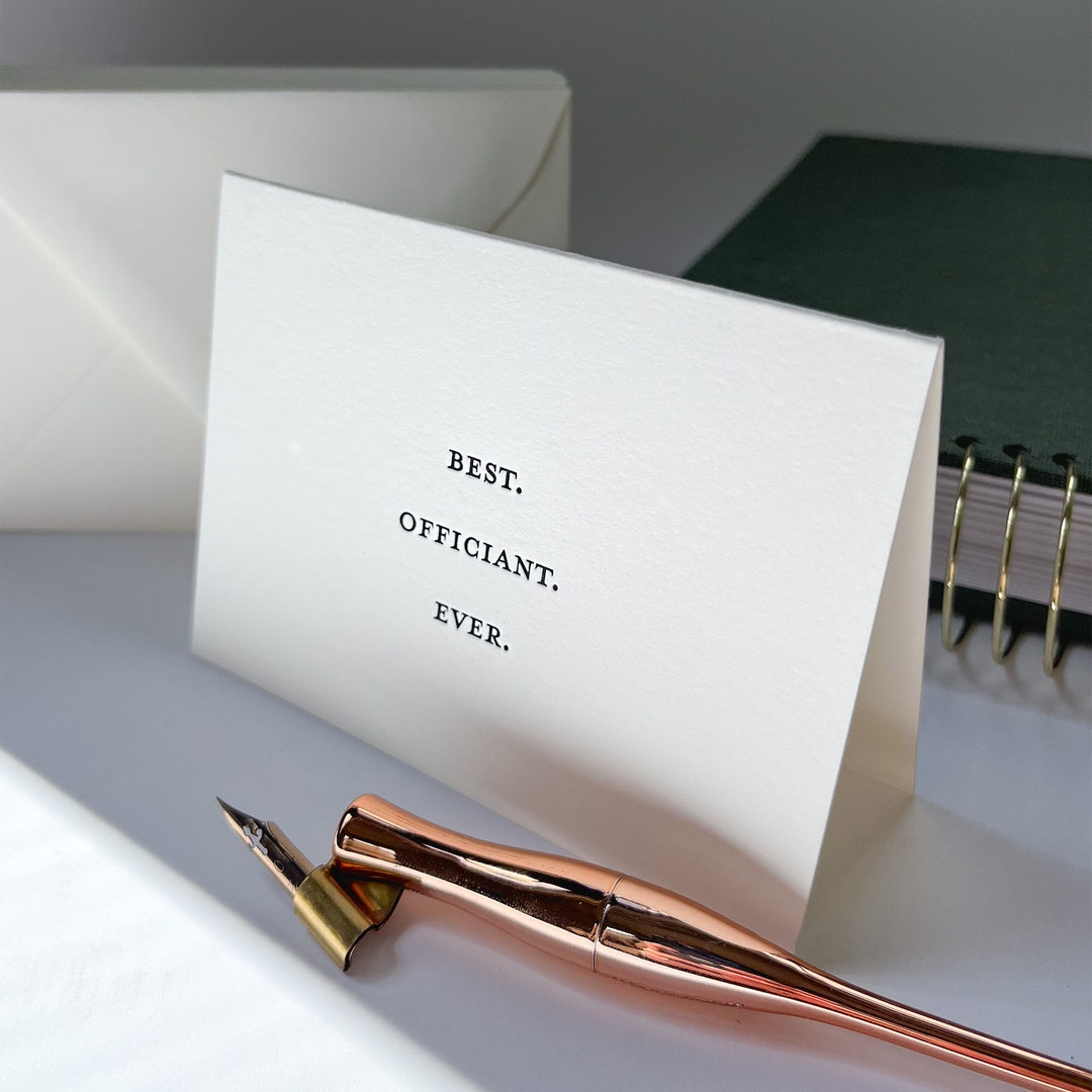 Best Officiant Ever Thank You Card Letterpress Minimal Modern Aesthetic ...