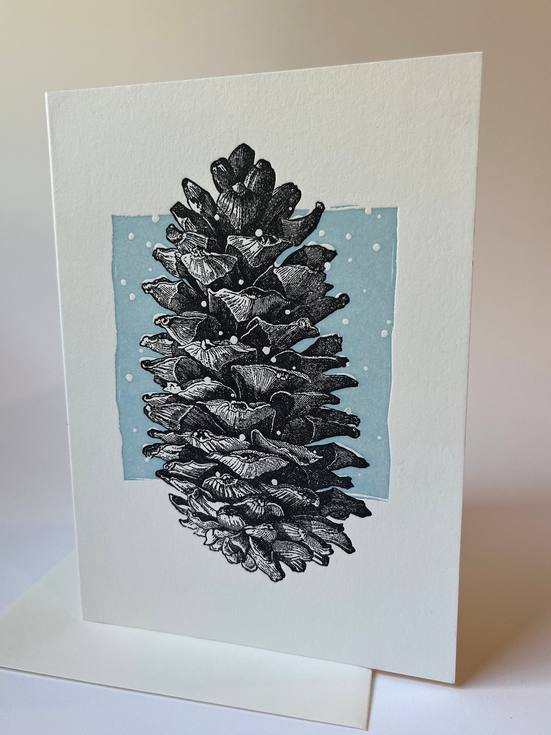 Pine Cone Christmas Cards, Snowy Winter Wonderland Holiday Card, Simple ...