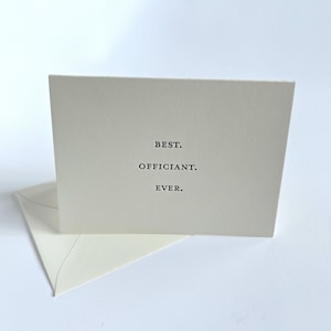 Best Officiant Ever Thank You Card - Letterpress - Minimal Modern ...