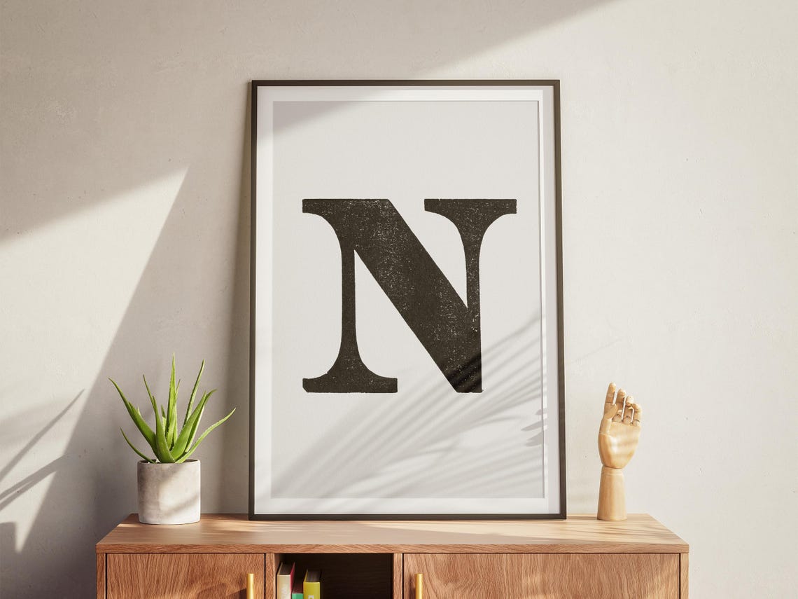 Poster Art Print Letter N - Aesthetic Room Decor Minimalist - Printable ...