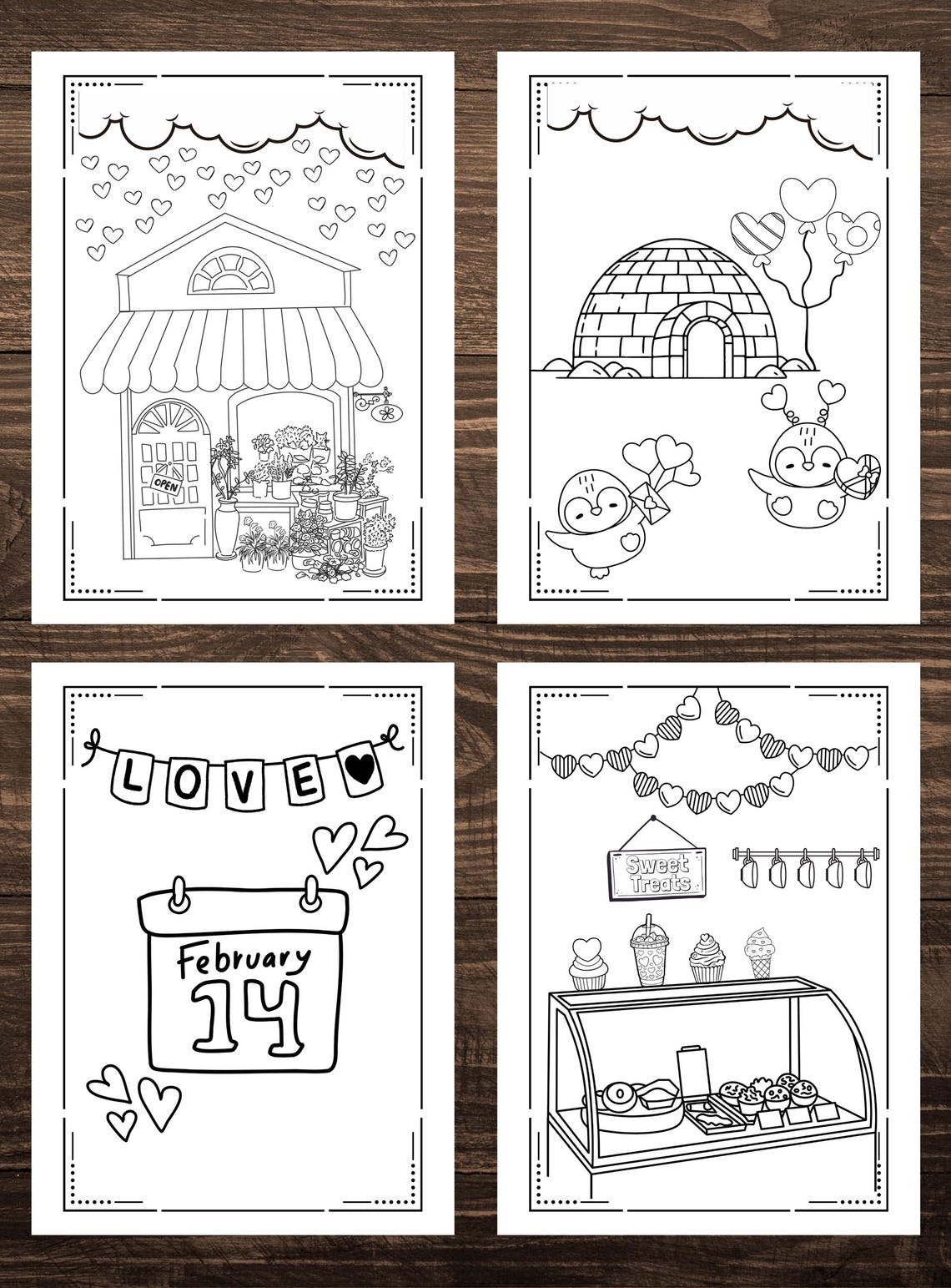 Valentines Day Printable Coloring Sheets - Etsy