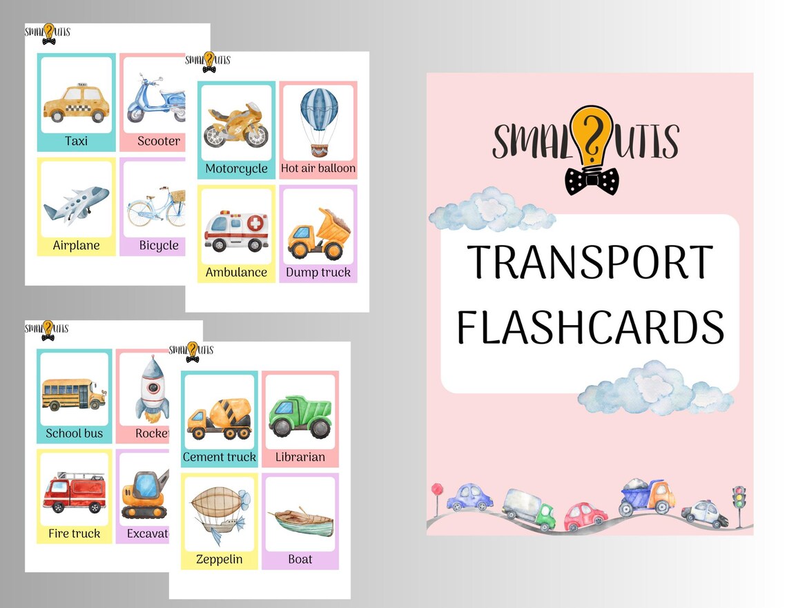 Vehicles Flashcards – Printable Transportation Cards for Kids (PDF, 44 ...