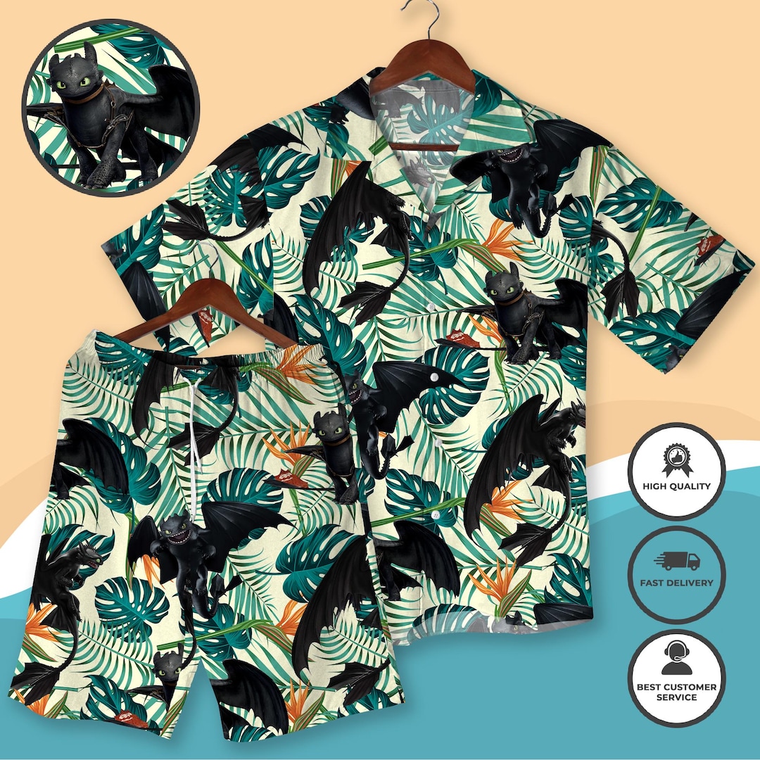 Dragon Hawaiian Shirt and Shorts Dragon Aloha Outfit Fantasy Cartoon ...