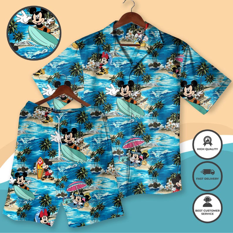 Mickey Mouse Shirt for Men, Surfing Mickey Button up Shirt, Movie Shirt ...