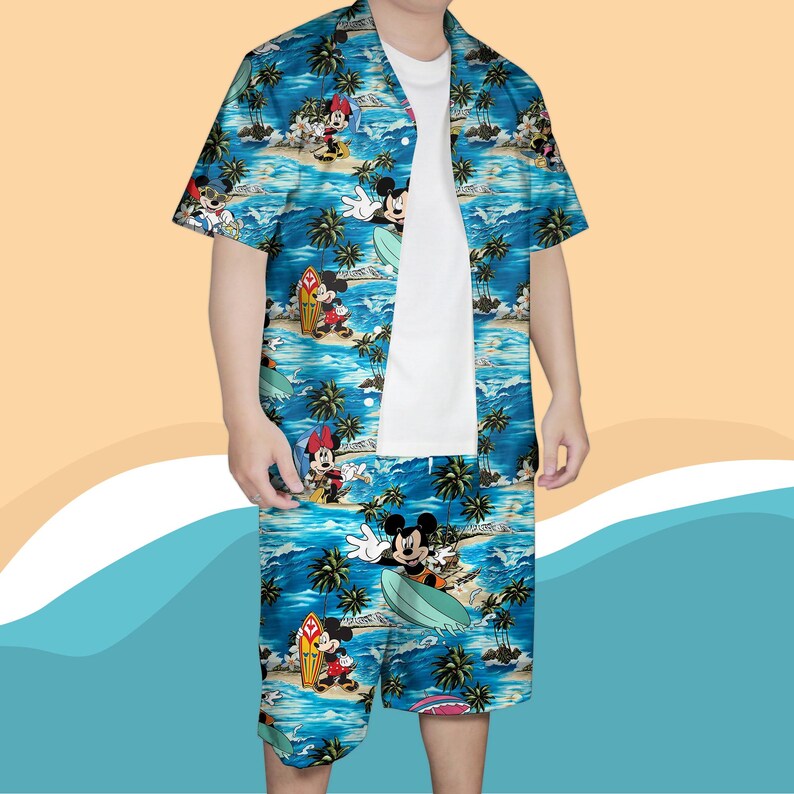 Mickey Mouse Shirt for Men, Surfing Mickey Button up Shirt, Movie Shirt ...