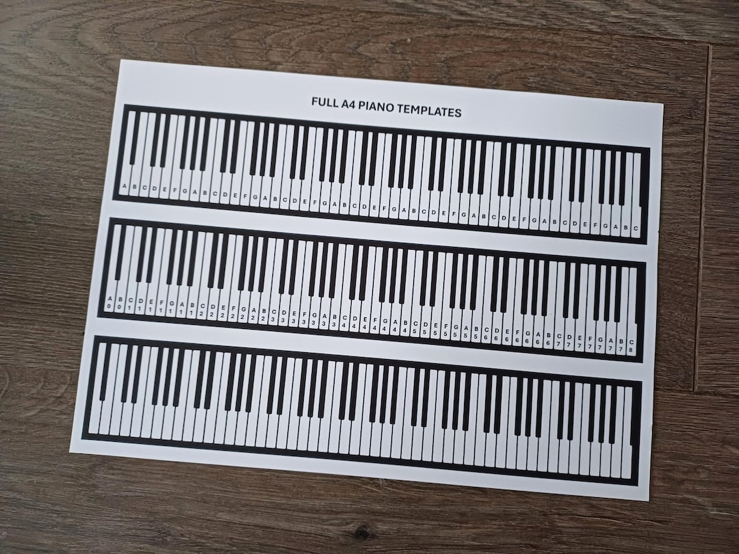 A4 Size PDF Three Piano Template All Piano Keys Piano Template With ...