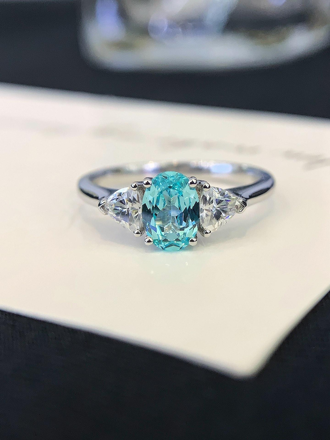 Past Present Future Ring, Oval Cut Moissanite Engagement Ring, Three ...