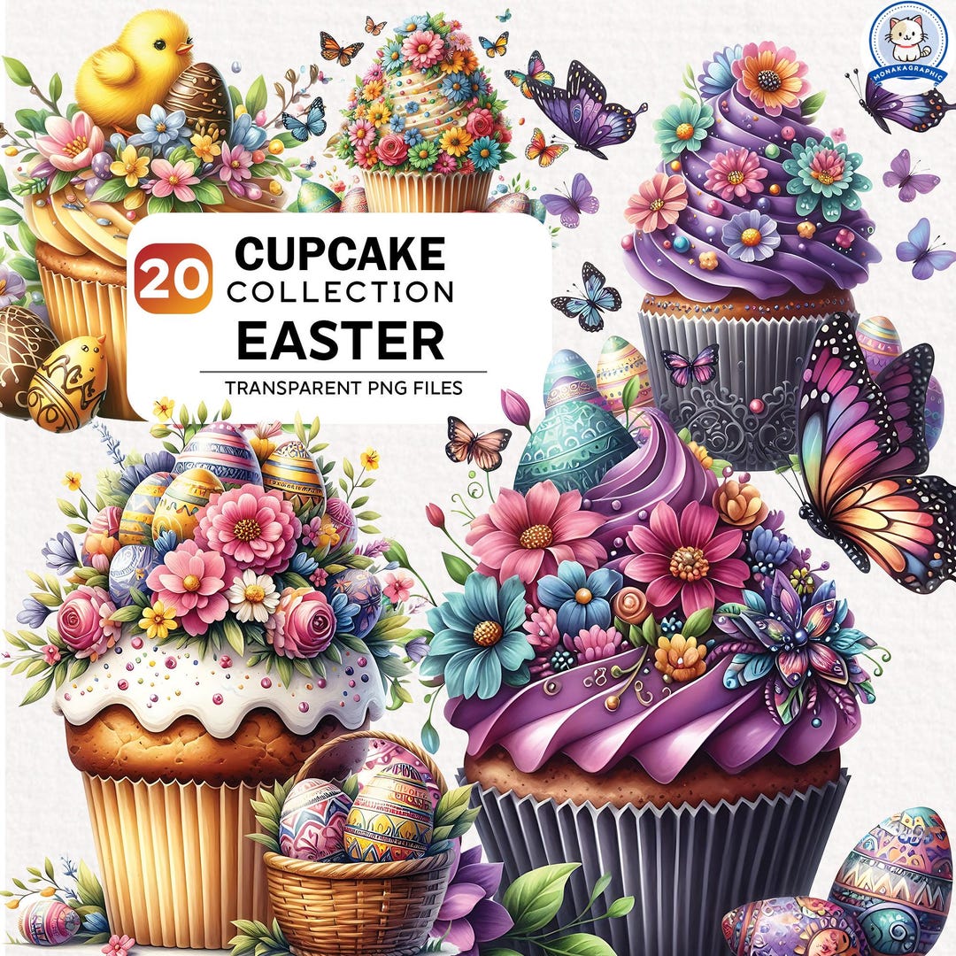20+ Watercolor Easter Cupcakes Clipart PNG, Sweet Easter Desserts ...