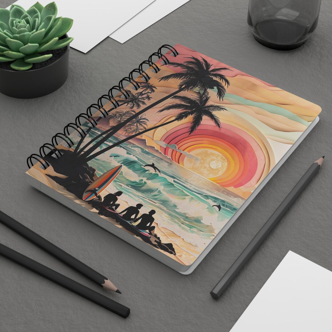 Serene Tropical Beach at Sunset Design, Notebook/journal, Used for Work ...