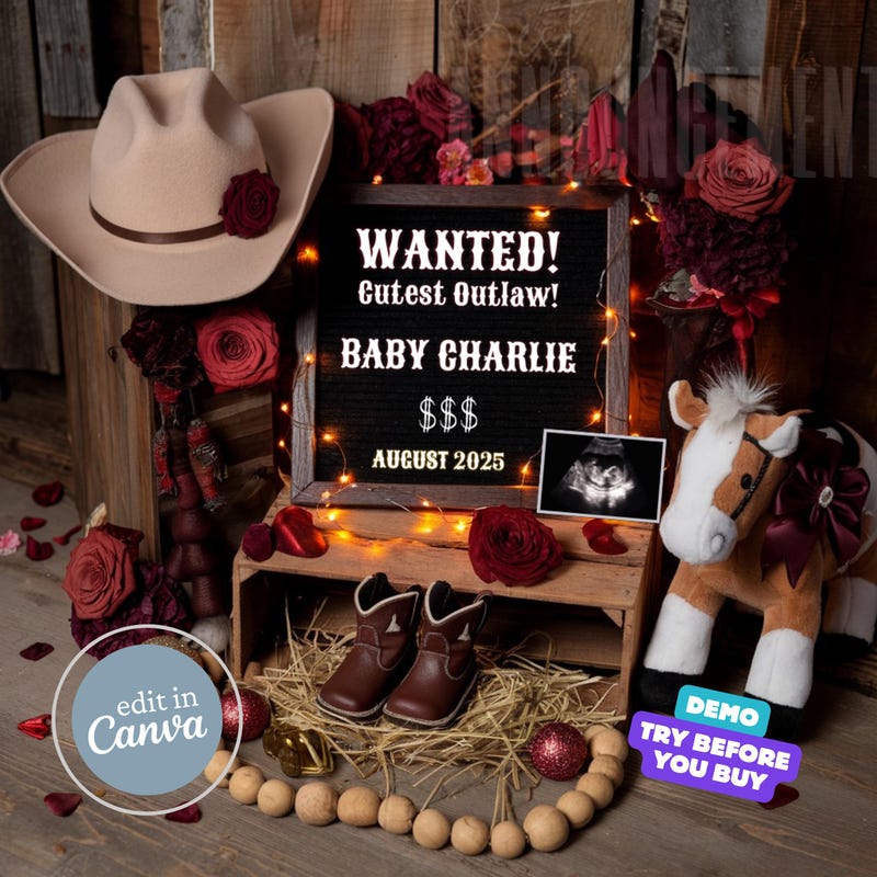 Western Baby Announcement - Etsy