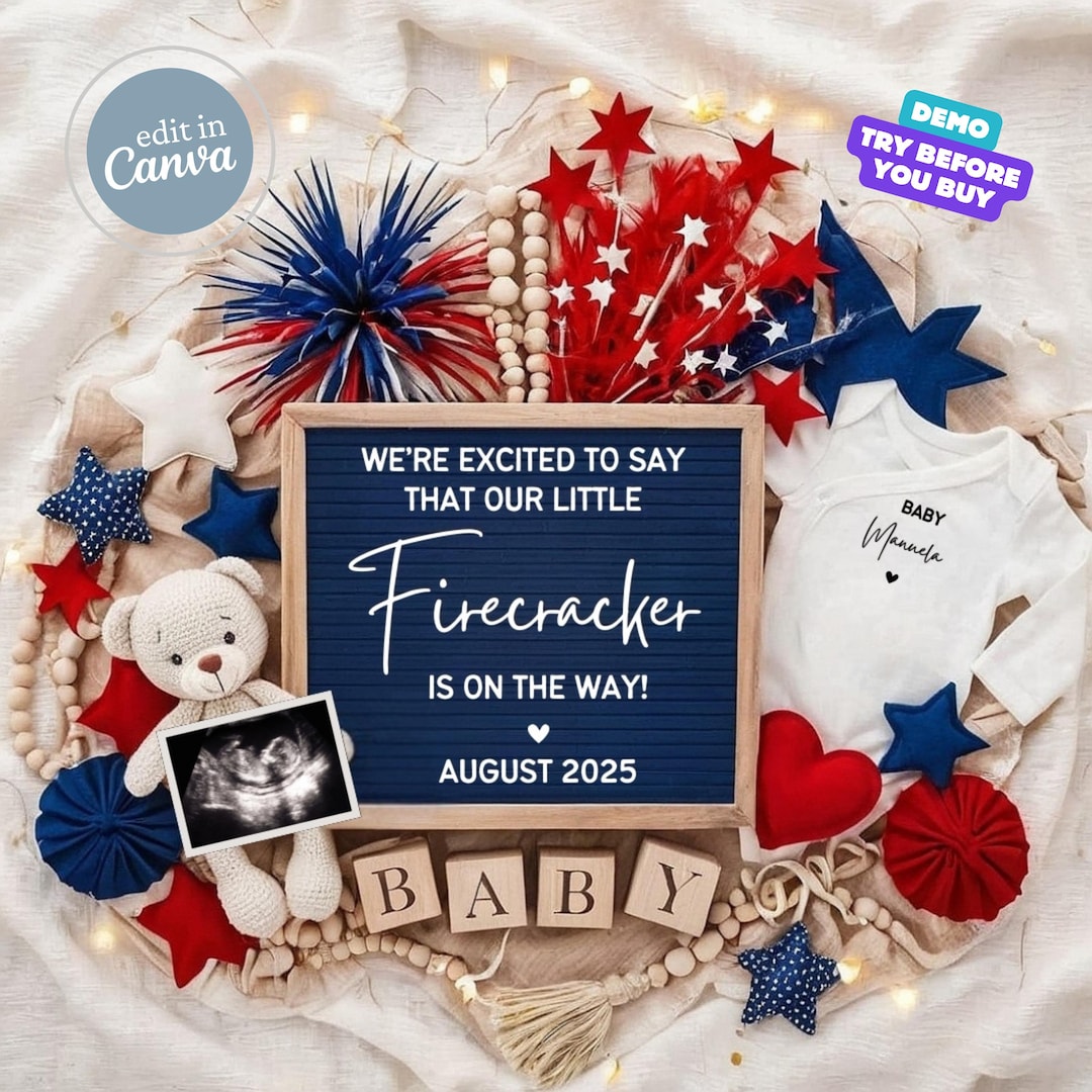 Independence Day Baby Announcement, July 4th Baby Reveal, Fireworks ...