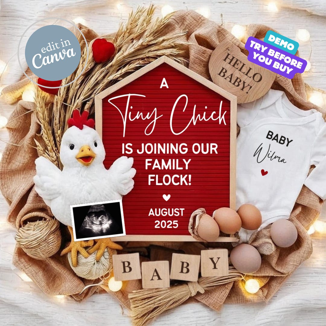 Pregnancy Announcement Chicken Coop, Baby Announcement Digital, Gender ...