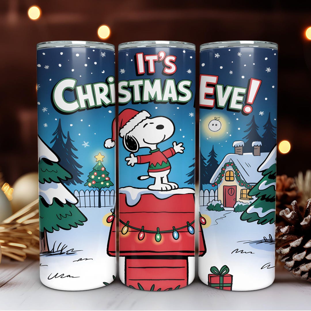 Snoop Christmas Eve Tumbler PNG, Peanuts Holiday 20oz Skinny Wrap, Cute ...