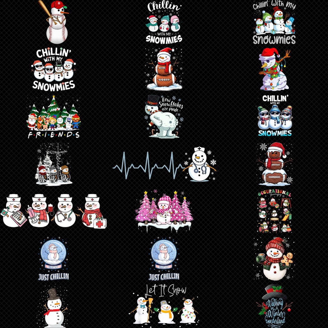 Snowman PNG Bundle, Chillin’ With My Snowmies Christmas Designs, Cute ...
