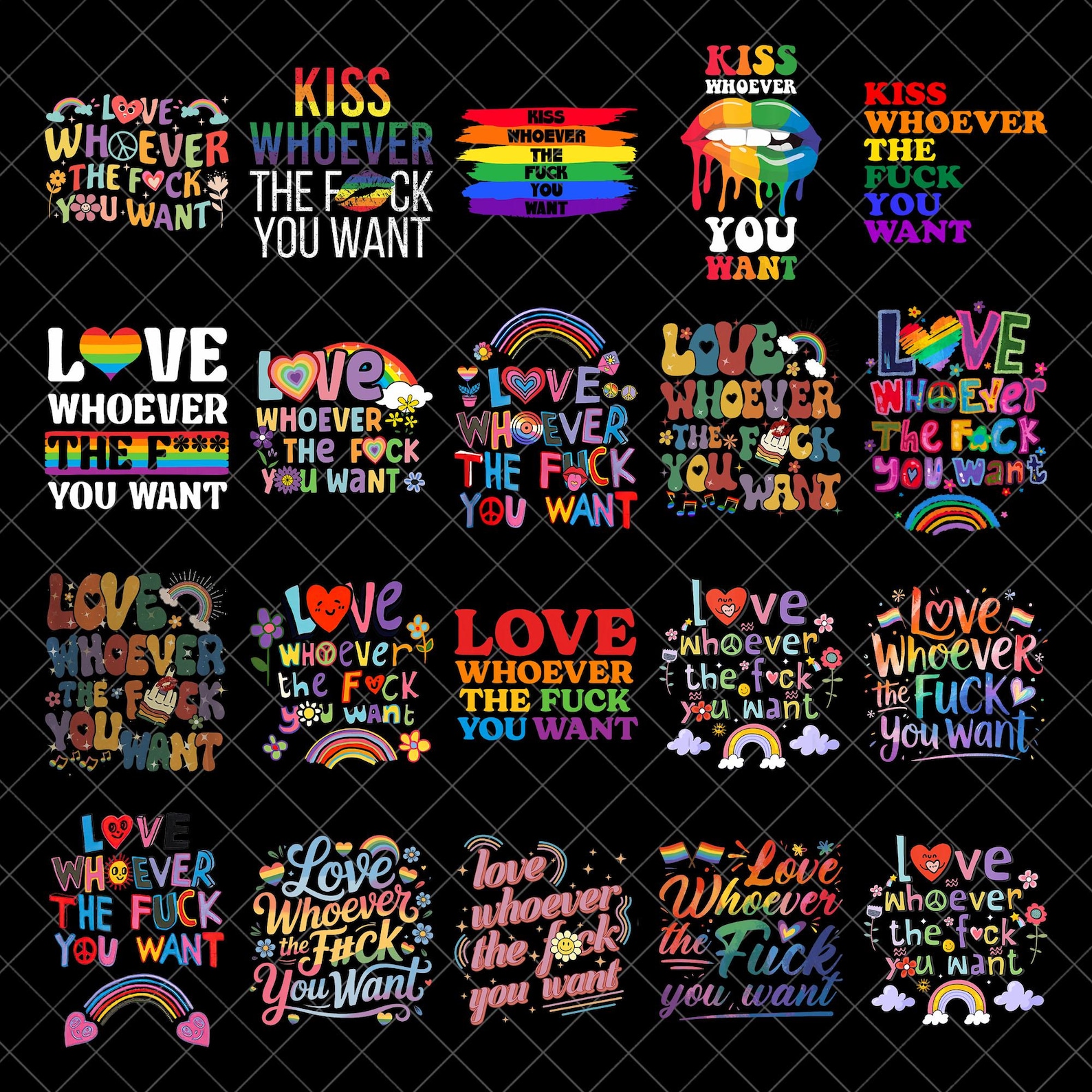 Love Whoever the F You Want Png Bundle, Funny Gay PNG, Pride Month ...