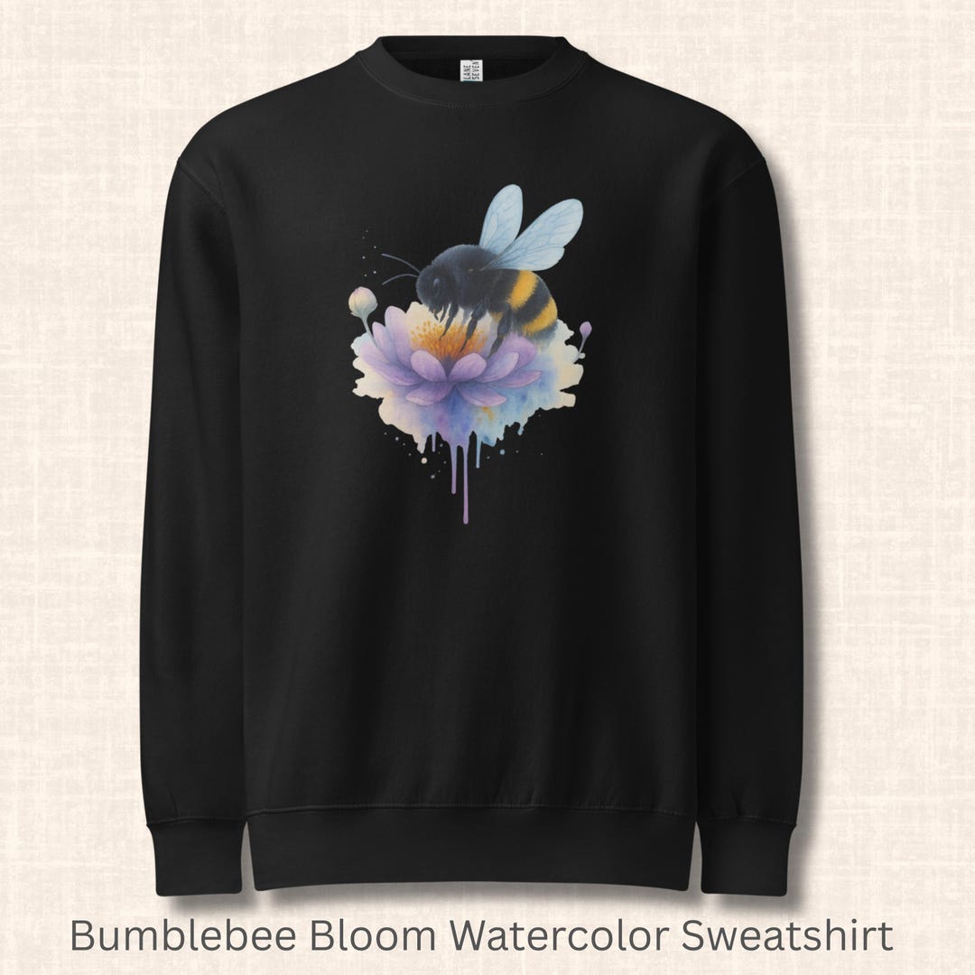 Bumblebee Bloom Watercolor Lane Seven Sweatshirt, Cottagecore Nature ...