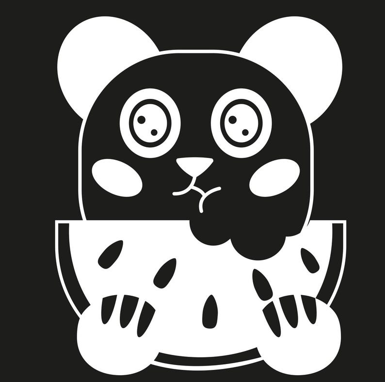 Cute Panda With Watermelon SVG, Kawaii Animal Clipart, Logo Panda, Icon ...